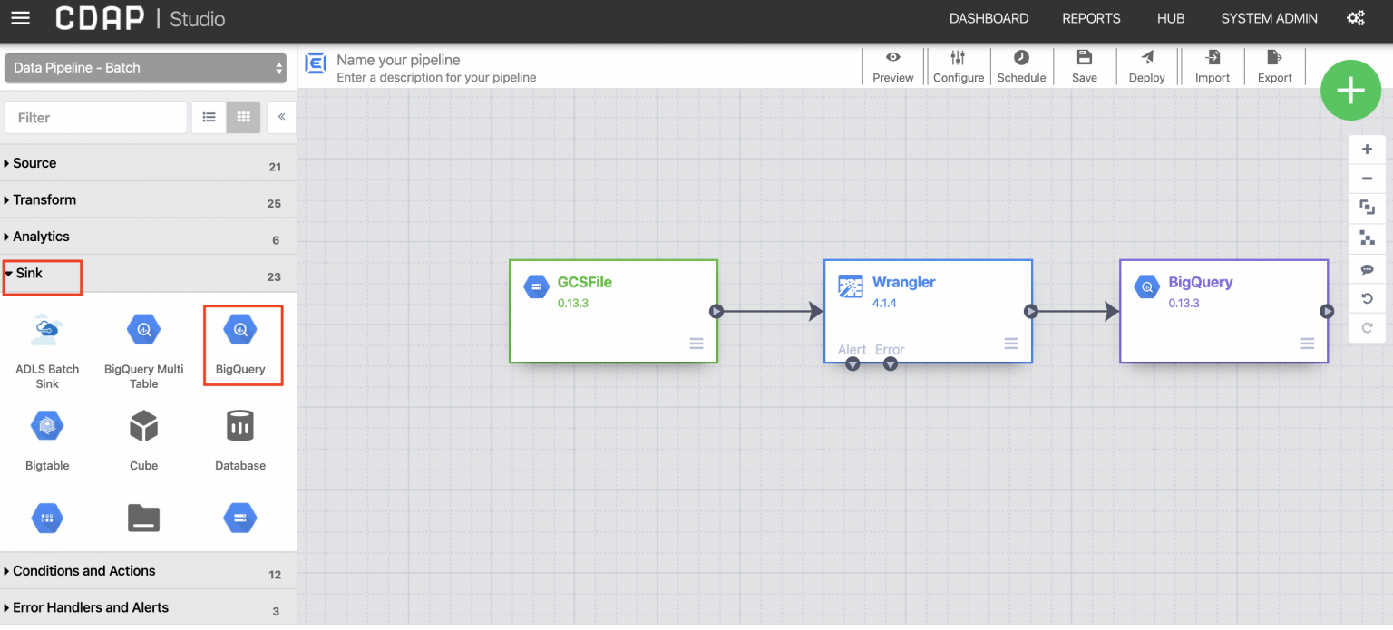 CDAPのパイプラインをローカルで作成し、Cloud Data Fusionで実行する
